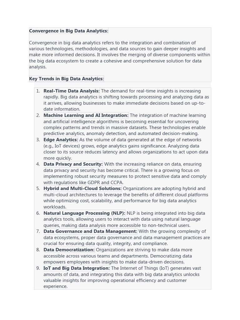 Convergence in Big Data Analytics | PDF | Big Data | Analytics