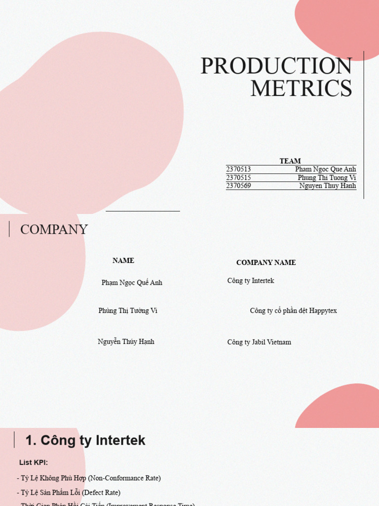 Production Metrix Assessment | PDF