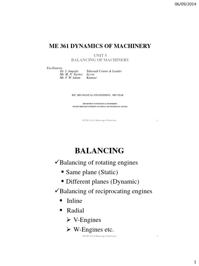 Balancing Techniques in Machinery Dynamics | PDF | Angle | Mechanical ...