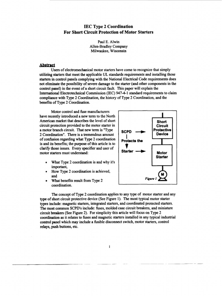 Iec Type 2 Coordination For Short Circuit Protection of Motor ST | PDF ...