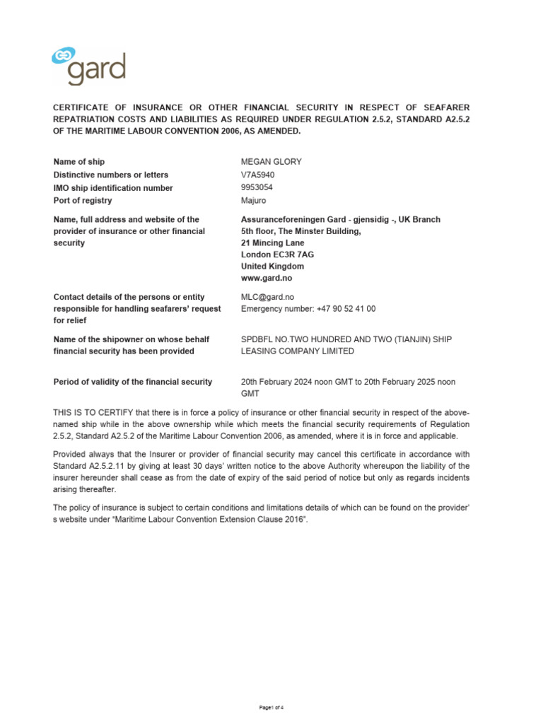 P&i MLC - Crew Repatriation | PDF | Insurance | Private Law