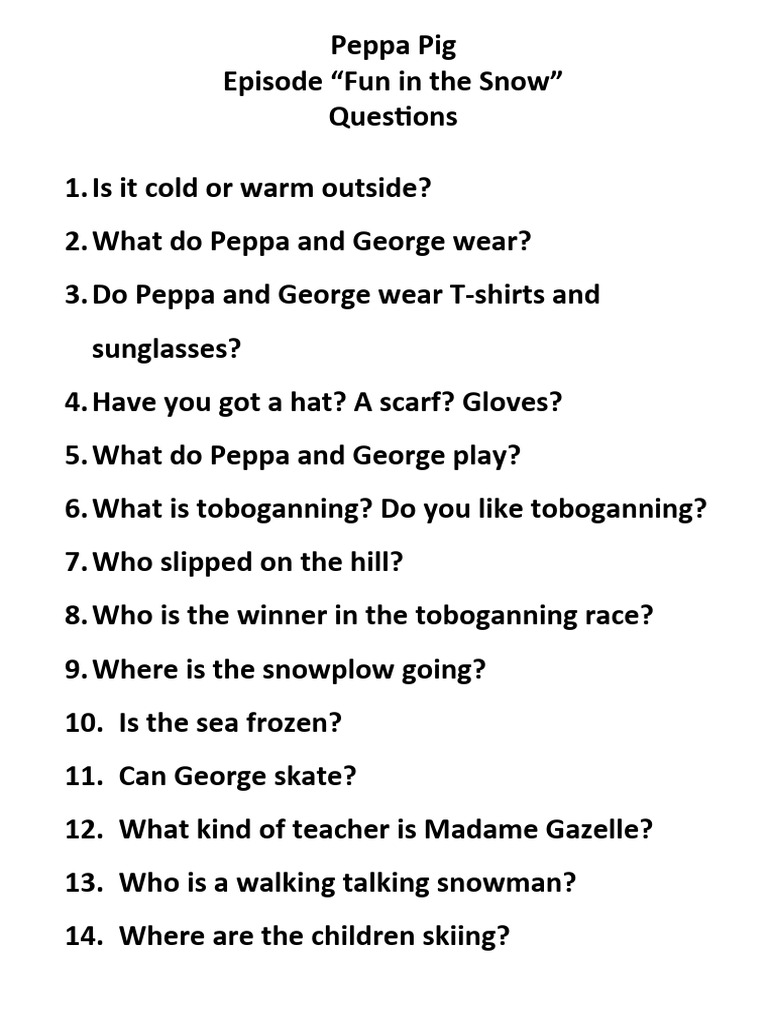 Peppa Pig Questions | PDF