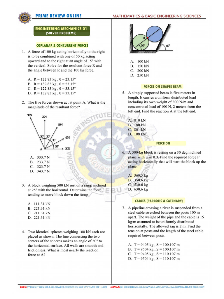 Mechanics 01 (Statics of Rigid Bodies) | PDF