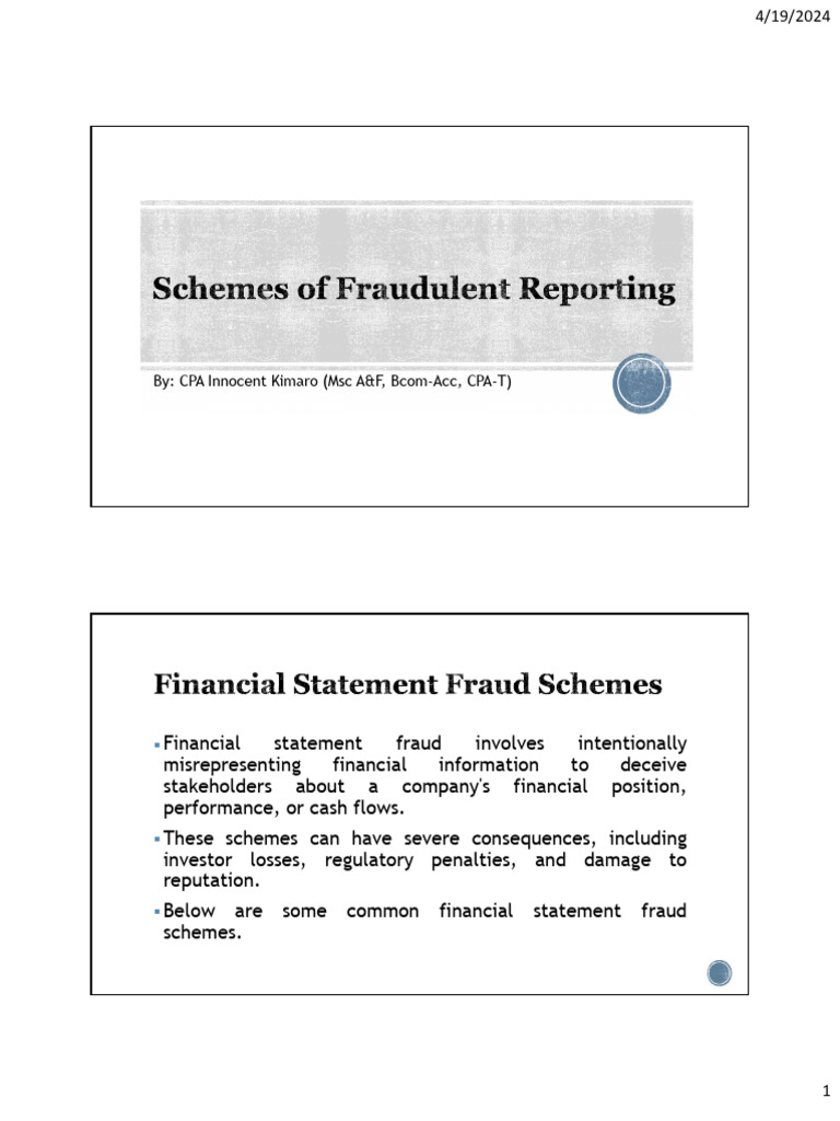 3 Schemes of Fraudulent Reporting | PDF | Internal Control | Accounting
