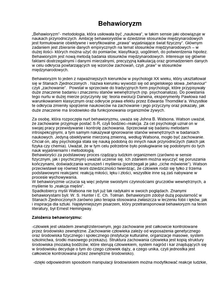 Behawioryzm | PDF