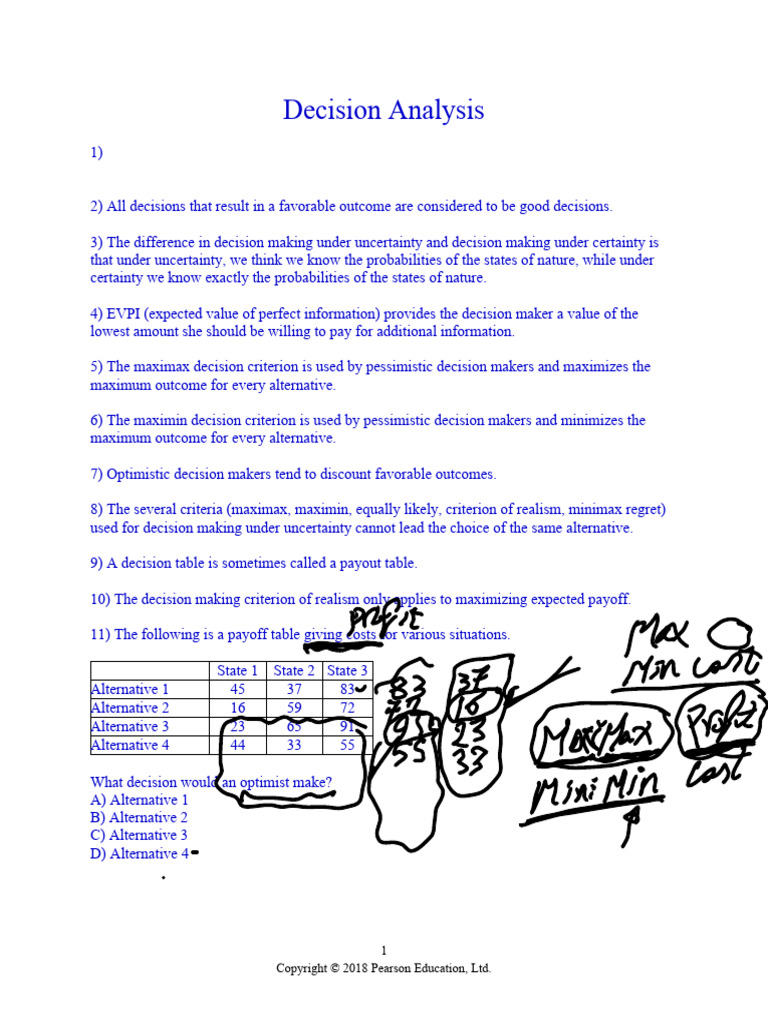 Decision Analysis SQ WA | PDF | Economics Of Uncertainty | Mathematical ...