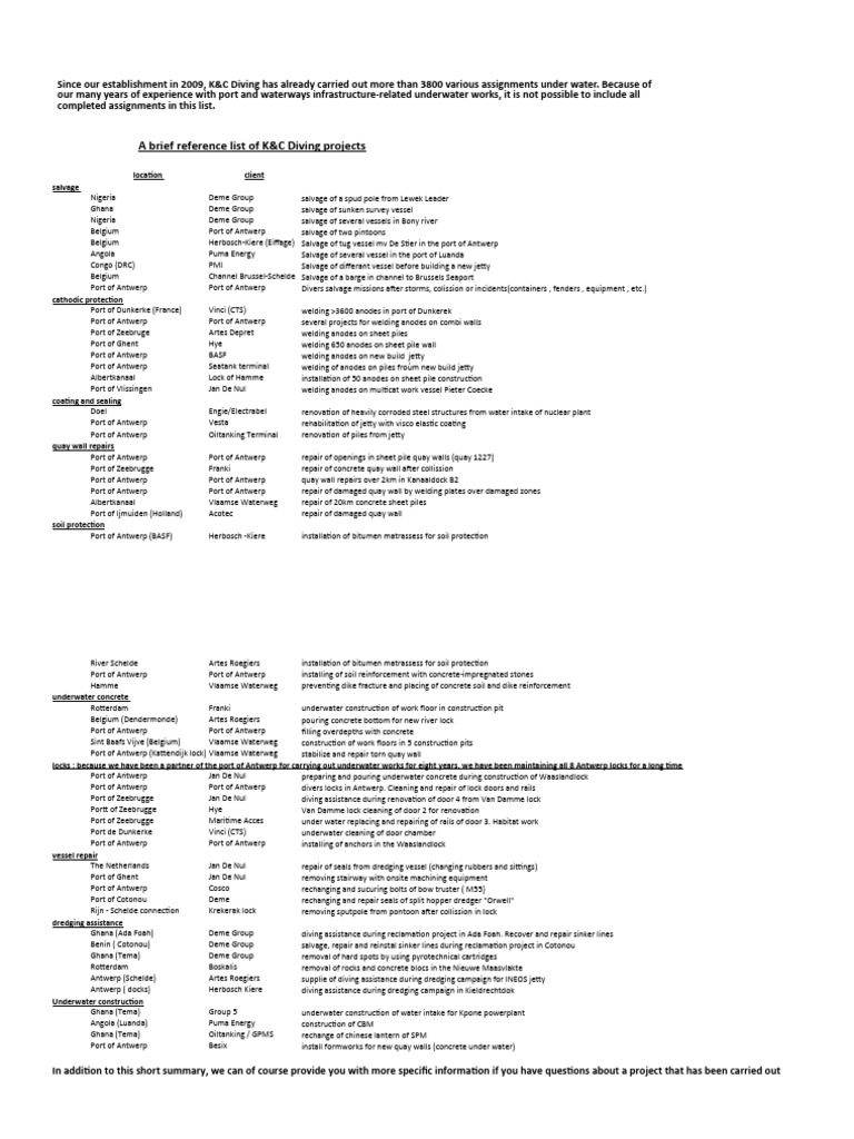 Brief Reference List | PDF | Marine Salvage | Dredging