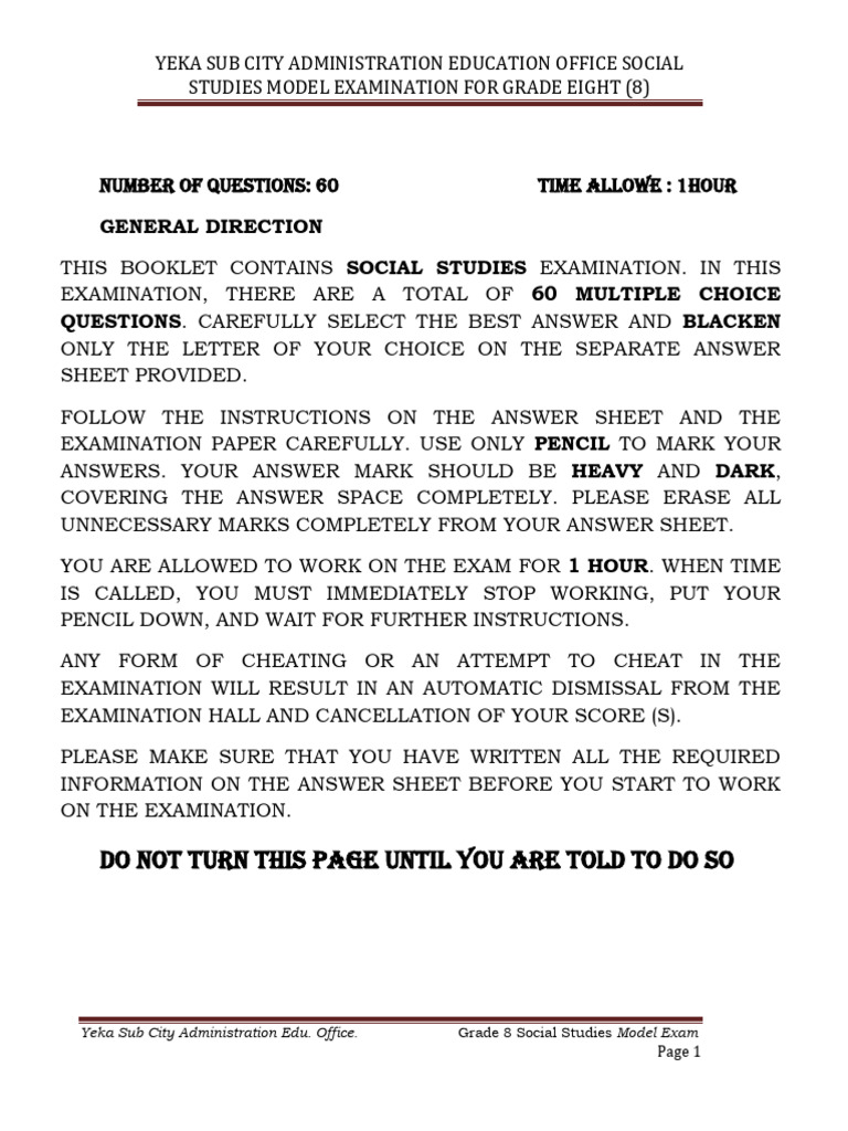 2015 Grade 8 Social Studies Model Exam | PDF | Atmosphere Of Earth ...