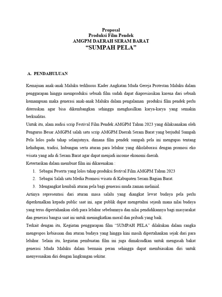 Projet Proposal film Pendek AMGPM | PDF