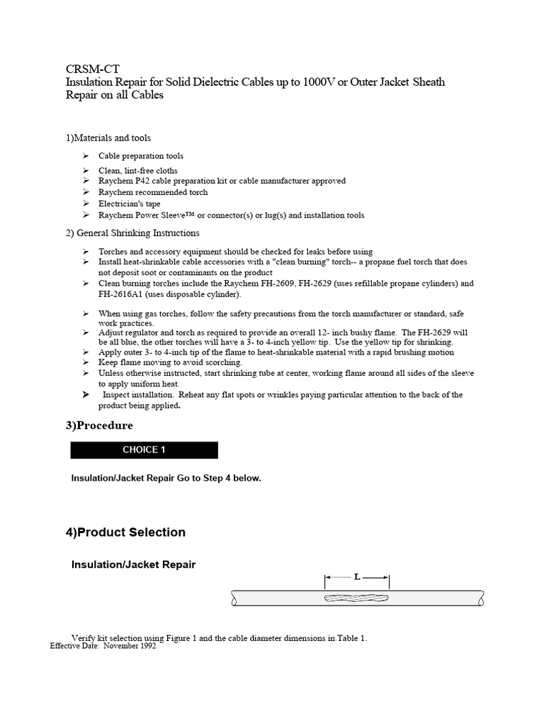 Procedure For Repair of Cables | PDF