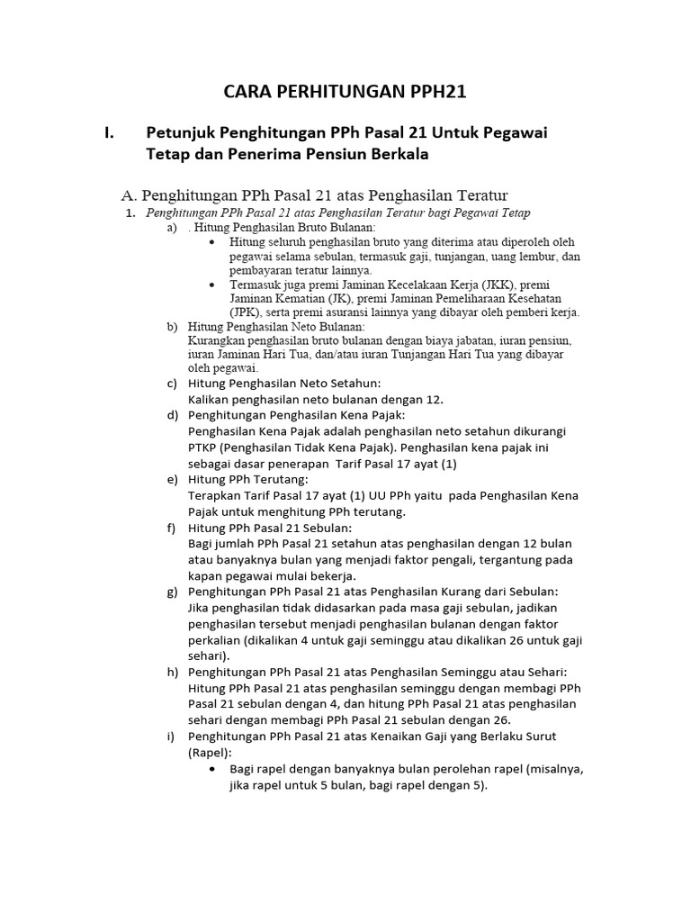 CARA PERHITUNGAN PPH21 sd.26 | PDF | Pengelolaan Keuangan & Uang
