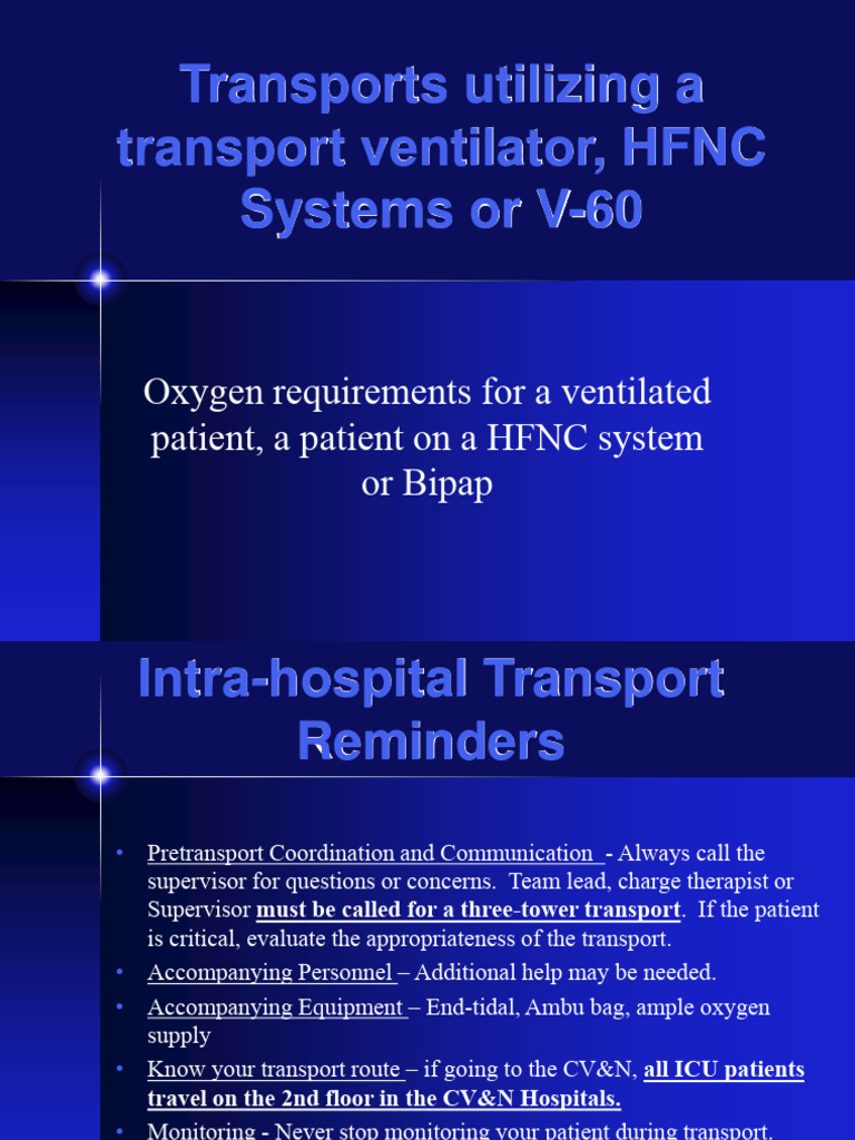 Calculating Tank Durations For HFNC Systems and Bipap V 60 Systems ...
