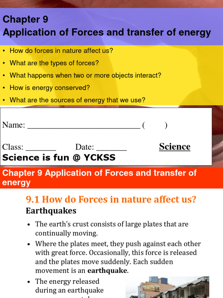 Notes - CH 9 - Forces - Transferof Energy - Students | PDF | Weight | Force