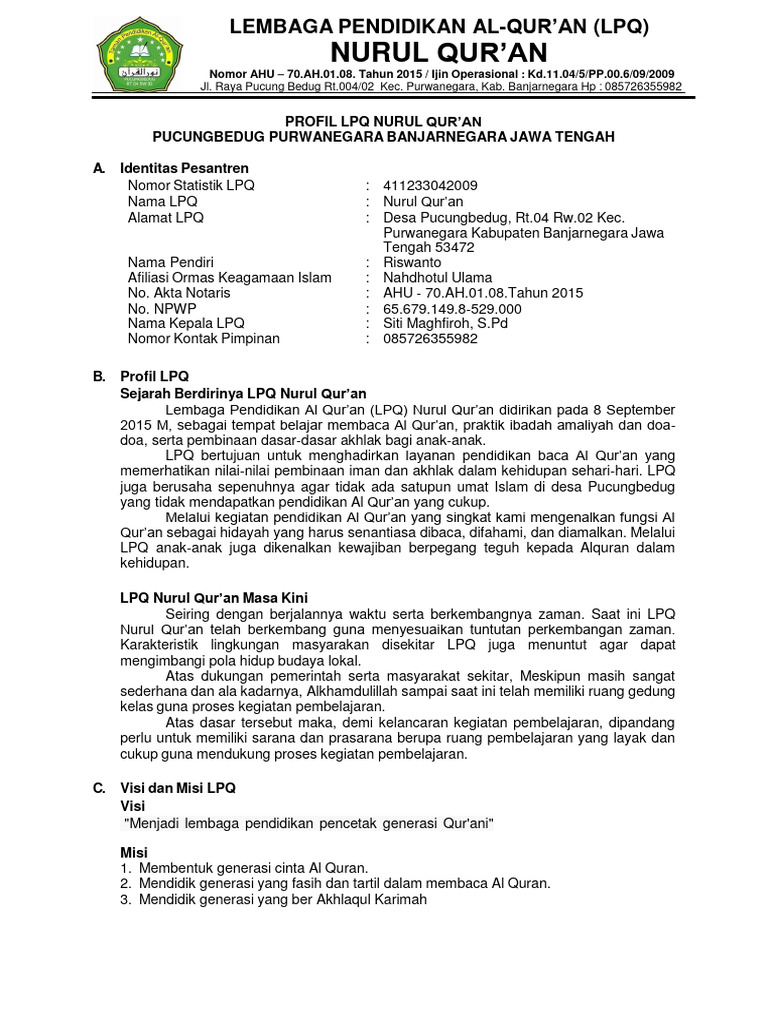Profil LPQ Nurul Qur | PDF | Agama & Spiritualitas