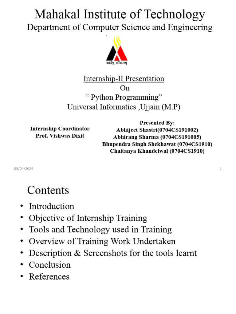 Python Programming Internship Overview | PDF | Python (Programming Language) | My Sql