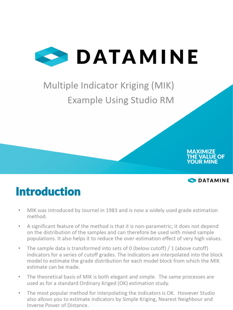 Multiple Indicator Kriging (MIK Uing StudioRM | PDF | Estimator | Reference Range