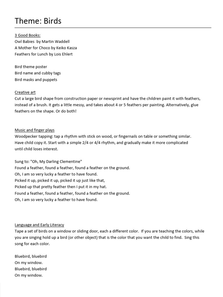 Lesson 5 Birds Pdf Birds Zoology