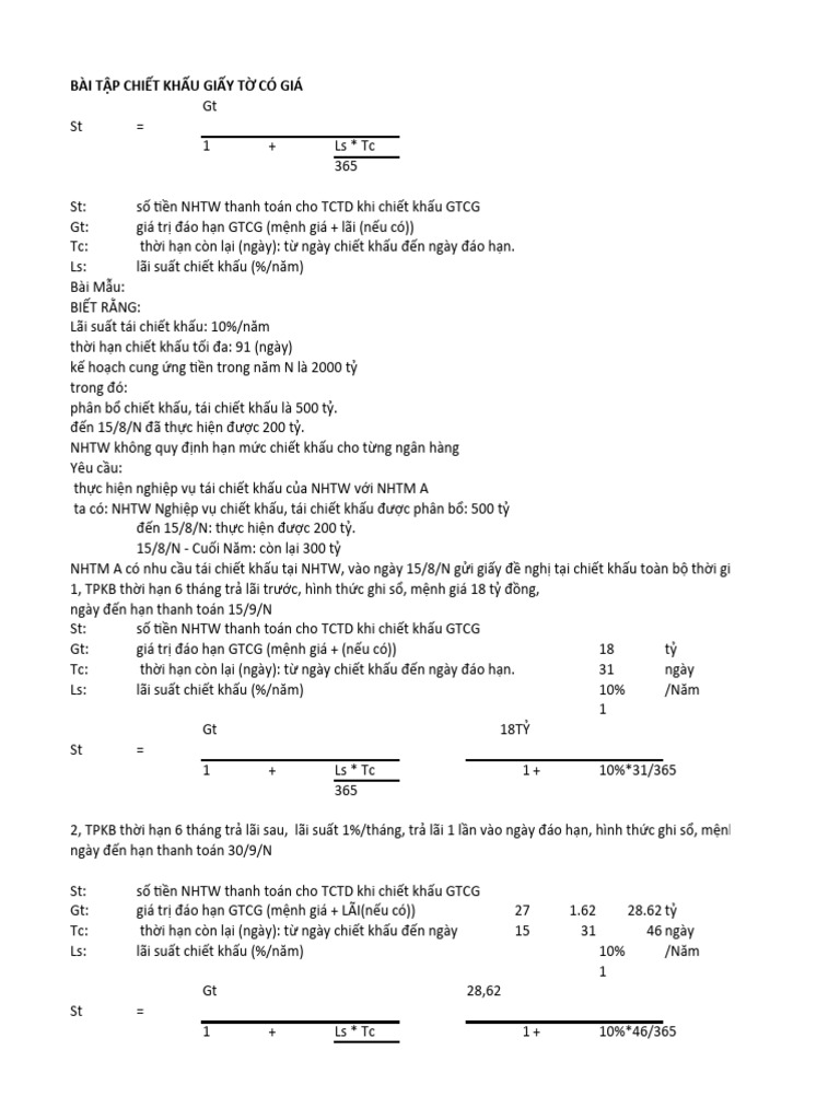BÀI TẬP NHIỆP VỤ NGTW CSTT | PDF