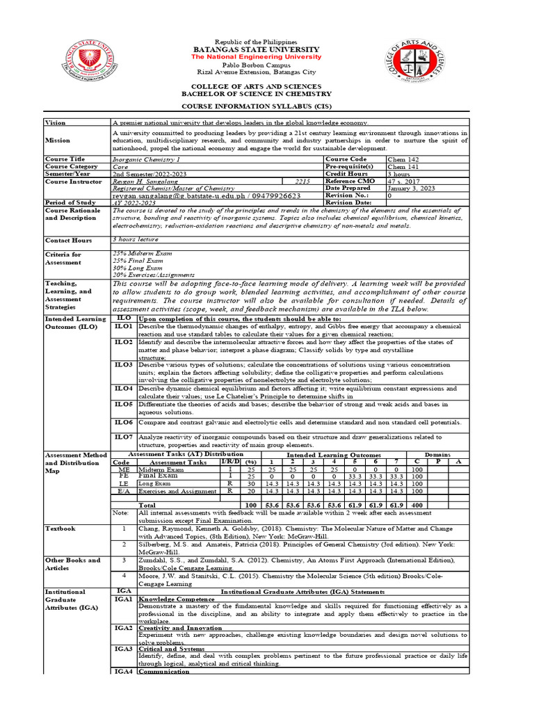 2-Chem 142 | PDF | Electrochemistry | Chemical Equilibrium