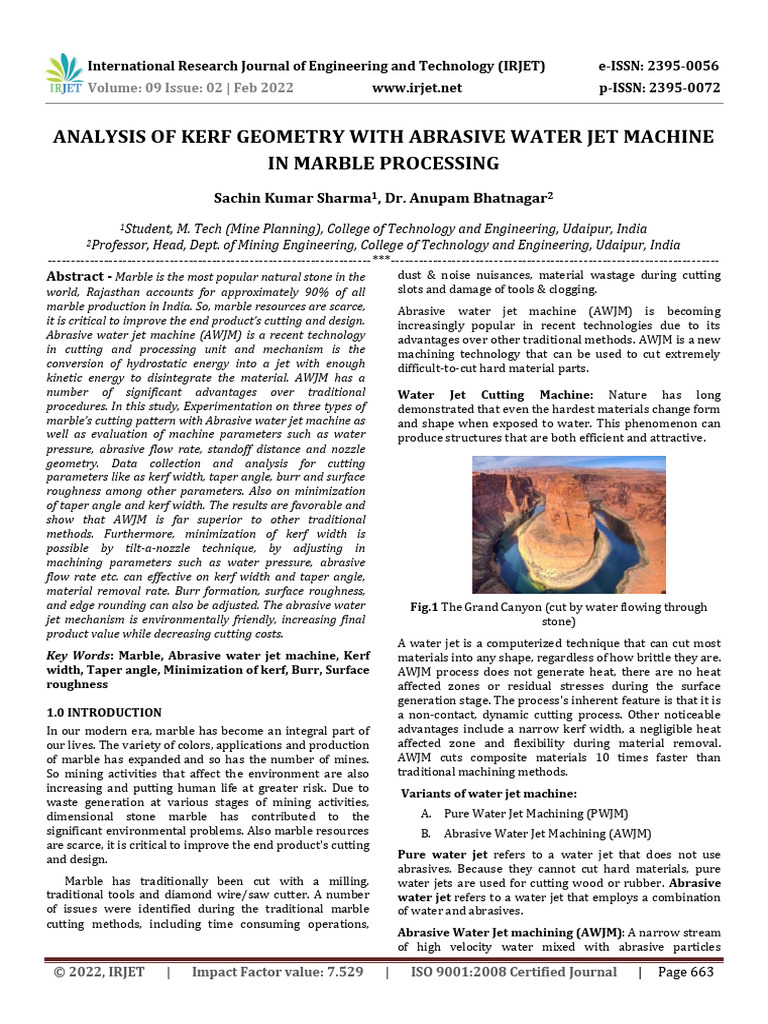 Kerf Waterjet | PDF | Machining | Wear