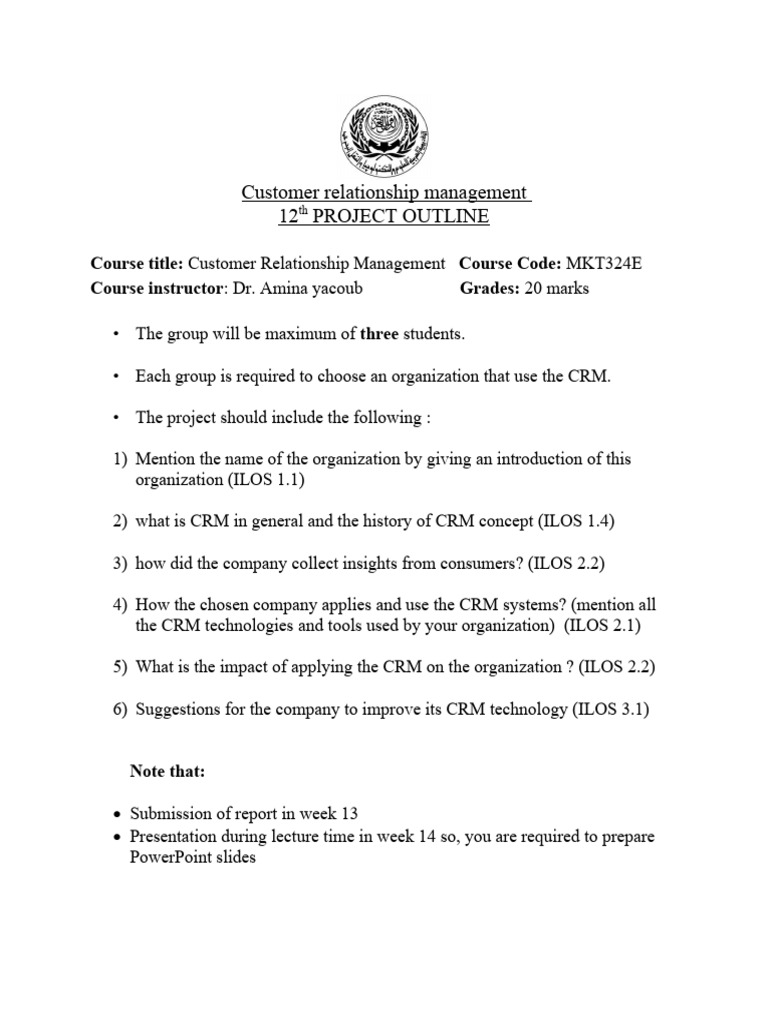 CRM 12th Outline ILOS | PDF