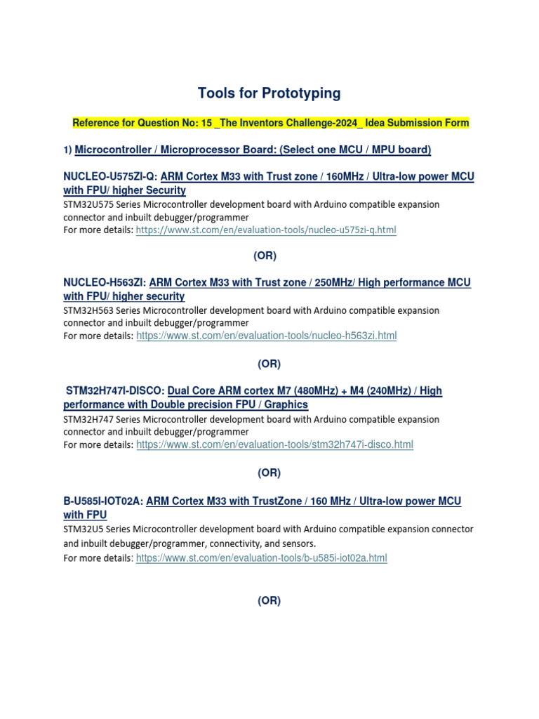 Tools For Prototyping - The Inventors Challenge 2024 - Ver1.1 | PDF ...