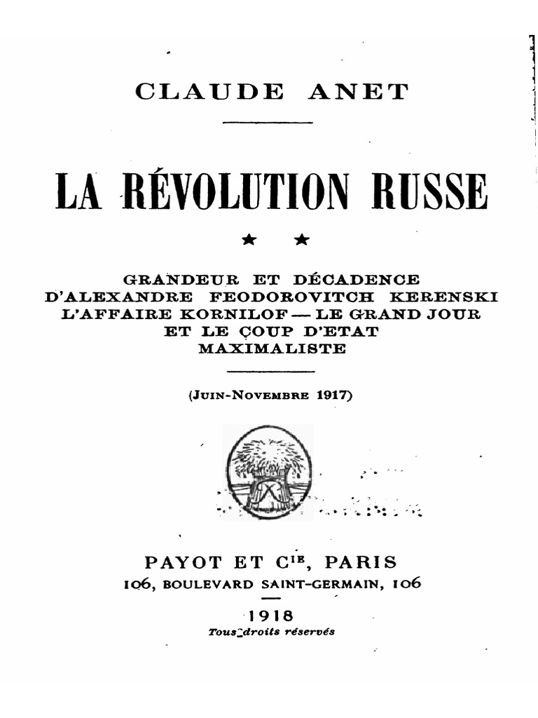 Anet Claude - La Révolution Russe - Tome 2 | PDF