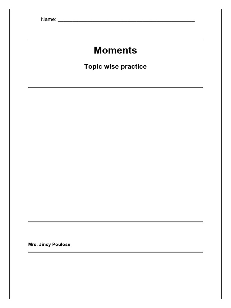 Moments Practice Questions and Solutions | PDF | Force | Weight