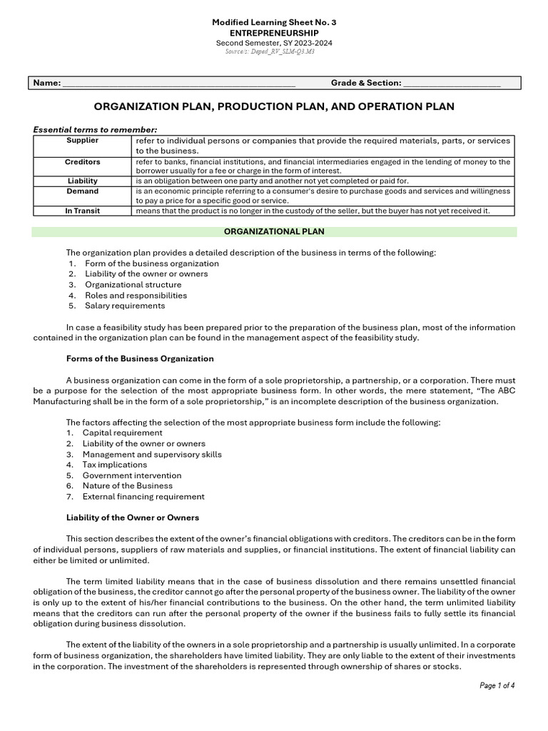 Modified Learning Sheet No. 3 | PDF | Warehouse | Lean Manufacturing