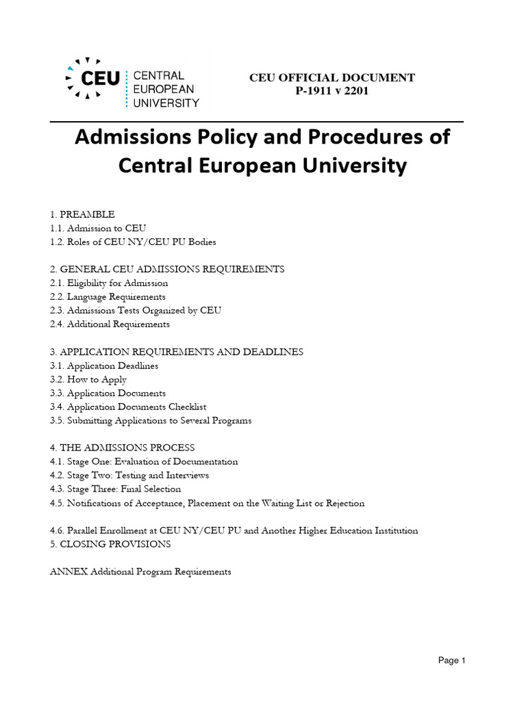 CEU Admissions Guide | PDF | University And College Admission ...