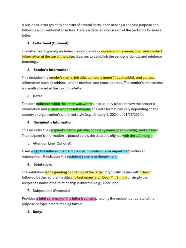 Business Letter Parts | Download Free PDF | Written Communication ...