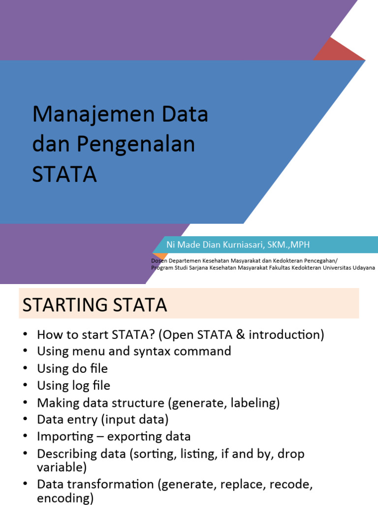 Managemen Data Dan Pengenalan STATA | PDF