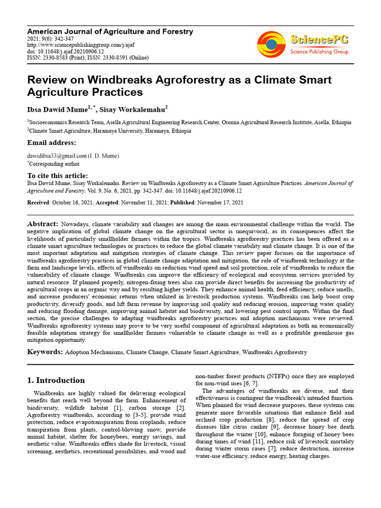 Review On Windbreaks Agroforestry As A C | PDF | Agriculture | Intensive Farming