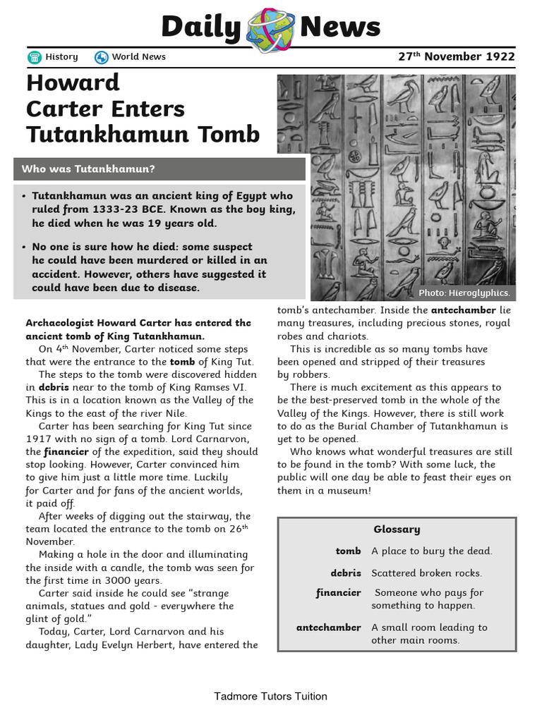 2022.11.04 - News & Reading Comprehension - Part 2 | PDF | Tutankhamun