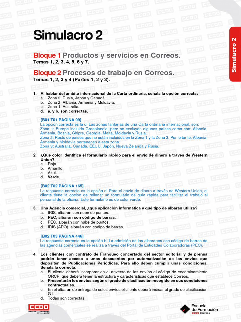 Simulacro 2 Comentado | PDF | Bancos | Correo