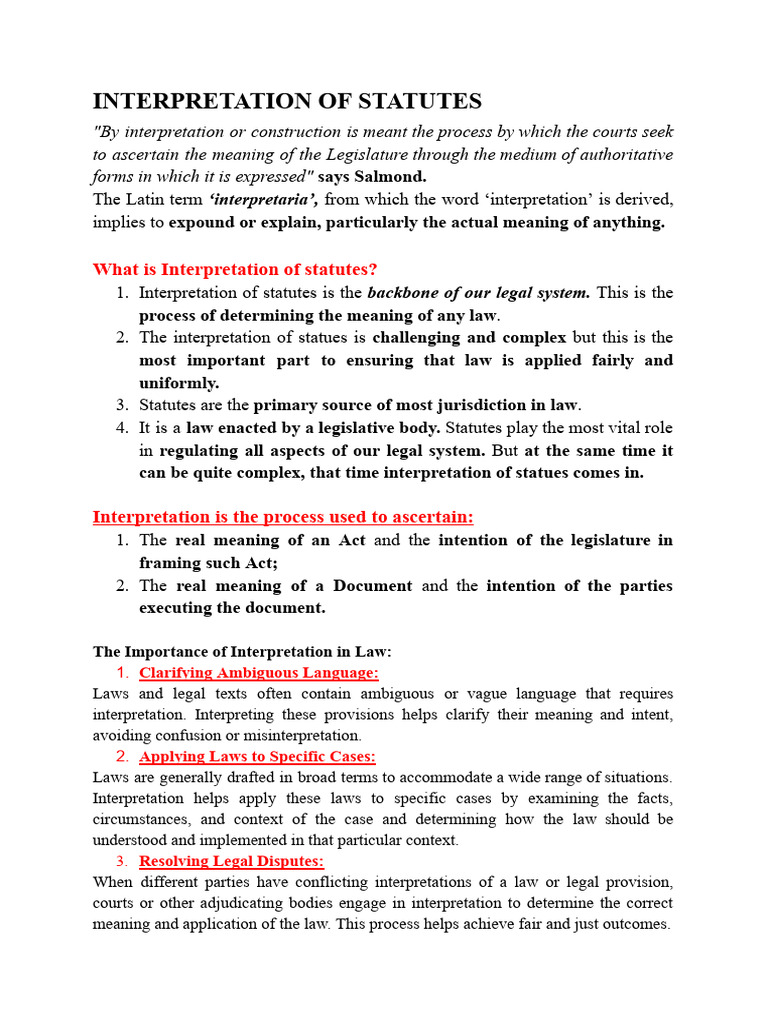 Interpretation of Statutes | PDF | Statutory Interpretation | Justice