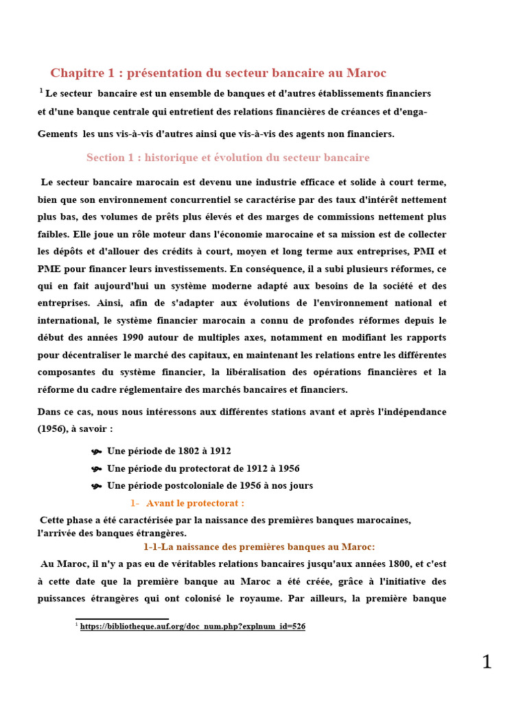 Chapitre 1 | PDF | Banques | Maroc