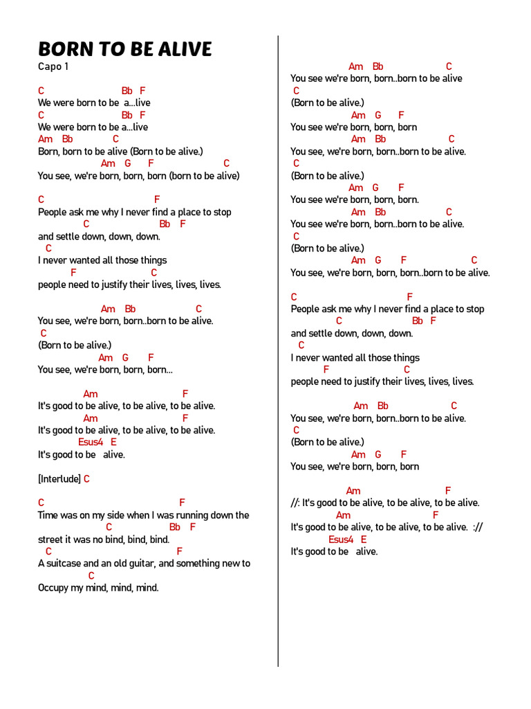 Born To Be Alive | PDF | Language Arts & Discipline | Religion ...