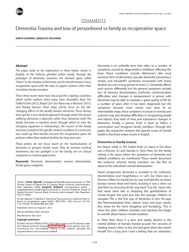 Dementia Trauma and Loss of Personhood - 114 | PDF | Dementia | Caregiver