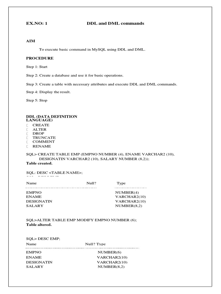 DBMS-Database Management Lab Manual | PDF | Database Transaction | Acid DBMS-Database Management Lab Manual | PDF | Database Transaction | Acid