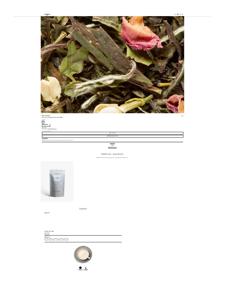 Flavored White Tea - N°448 - Bali Blanc | PDF | Tea | Foods
