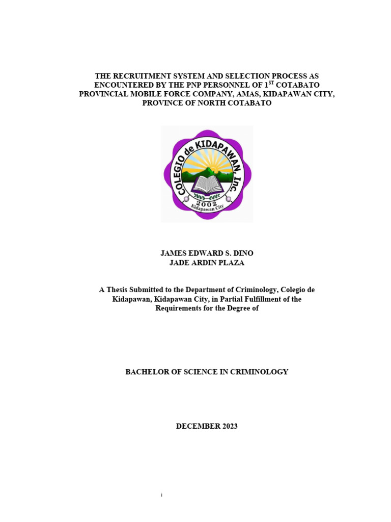 PNP Recruitment Process in Cotabato | PDF | Survey Methodology