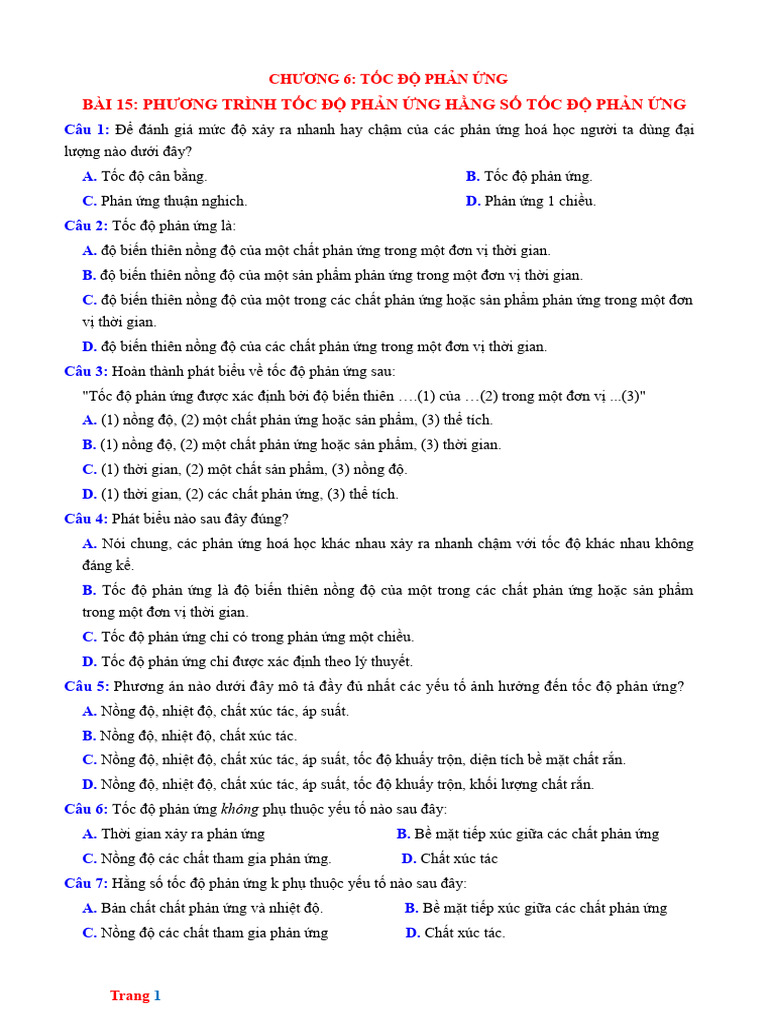 Bai Tap Hoa 10 CTST Bai 15 | PDF