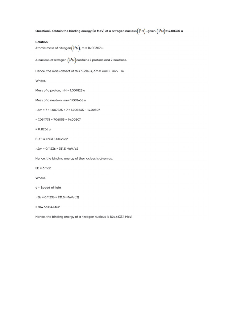 CH13 Nuclei NCERT Solutions | PDF