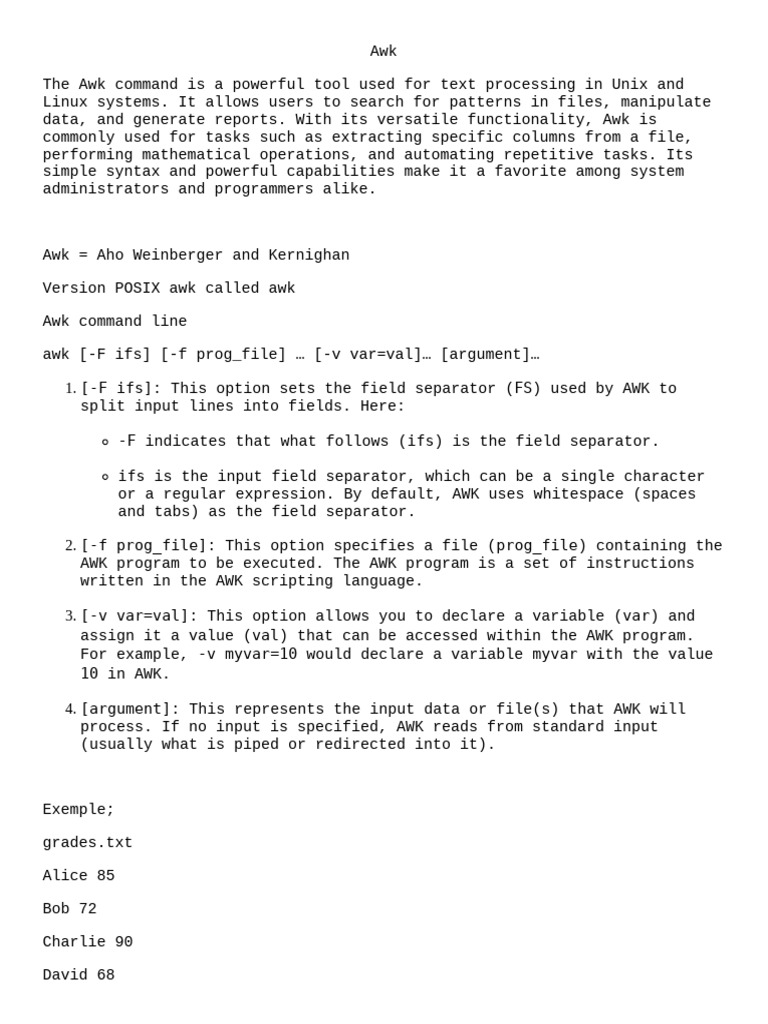 Awk | PDF | Software | Computer Science Awk | PDF | Software | Computer Science