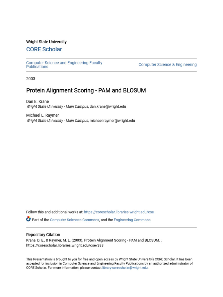 PAM vs BLOSUM in Protein Scoring | PDF | Sequence Alignment | Applied ...