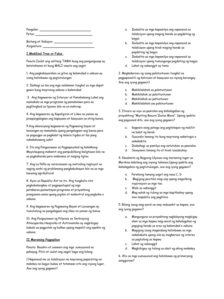 Final Quiz Sa Ap10 | PDF