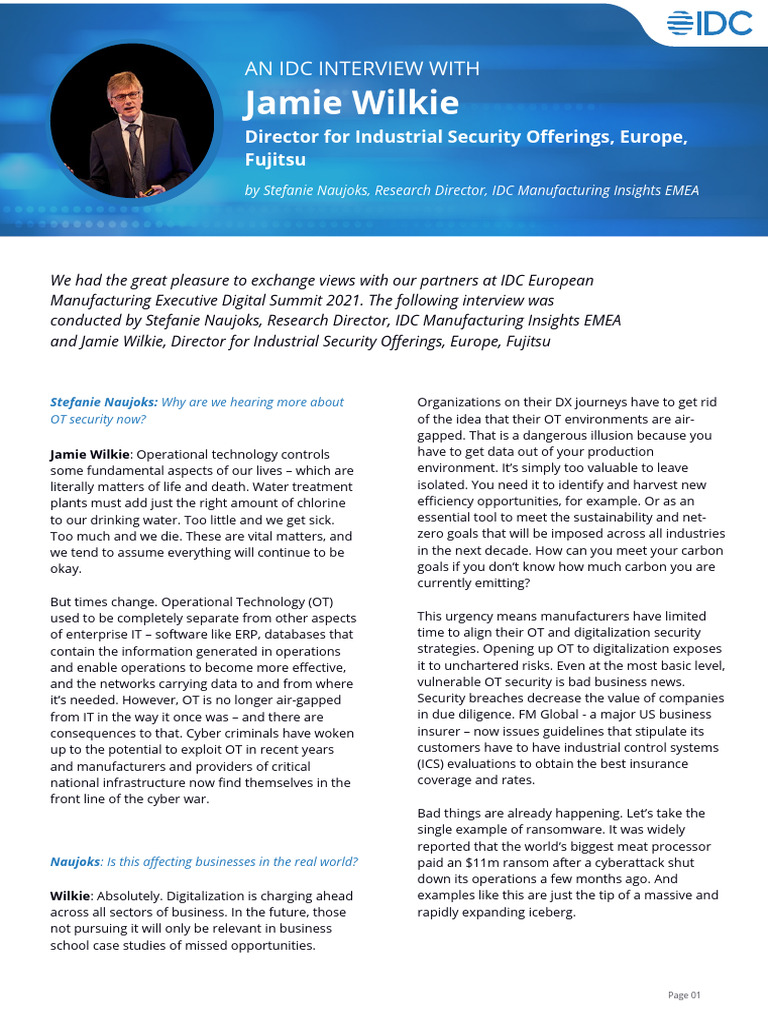 IDC Interview Paper - Jamie Wilkie | PDF | Computer Security | Security