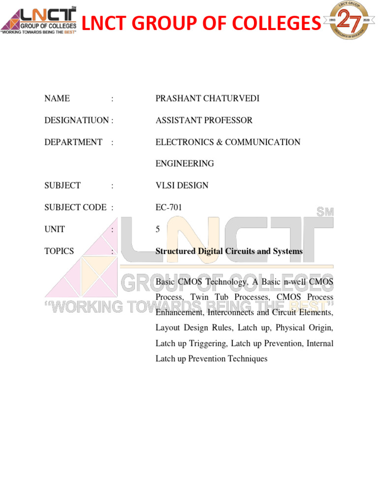 Vlsi Design - Ec - 701 - Unit - 5 | PDF | Bipolar Junction Transistor ...