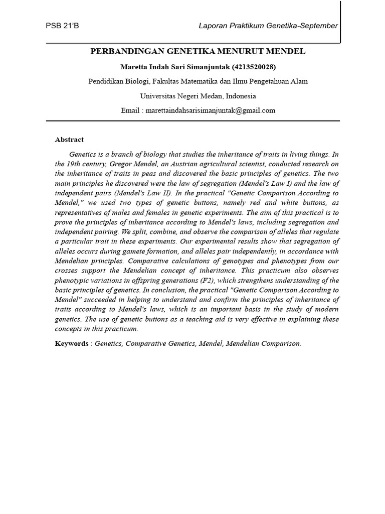 Praktikum Genetika: Pembuktian Hukum Mendel | PDF | Sains & Matematika